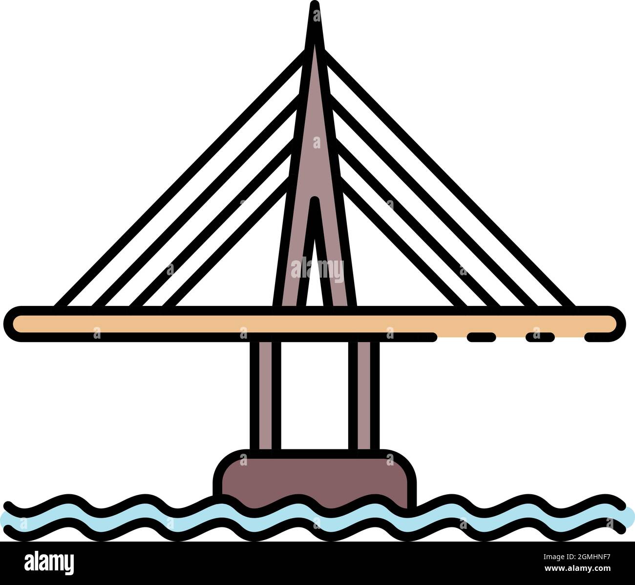 City bridge icon. Outline city bridge vector icon color flat isolated ...