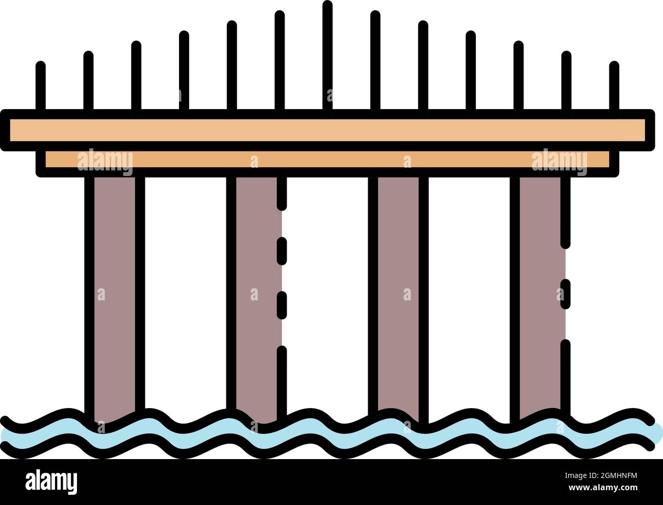 High bridge icon. Outline high bridge vector icon color flat isolated ...