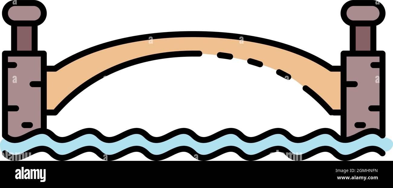 Park bridge icon. Outline park bridge vector icon color flat isolated ...