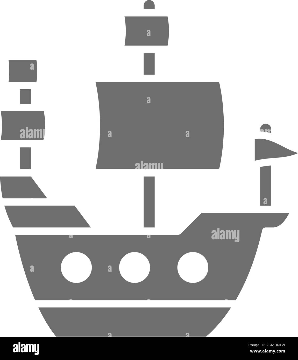 Old medieval sailing ship Black and White Stock Photos & Images - Alamy