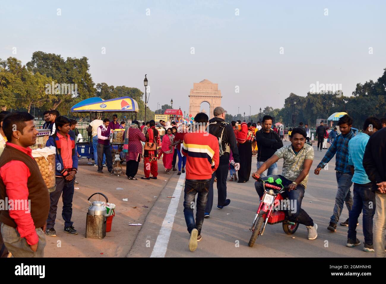 New Delhi, India, 12 January 2020:- People Crowd at India Gate Stock ...