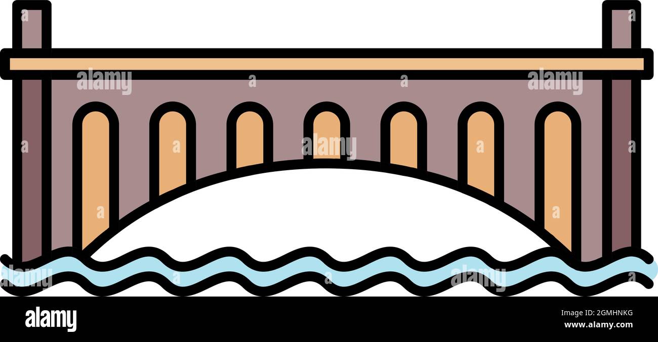 Romantic bridge icon. Outline romantic bridge vector icon color flat ...
