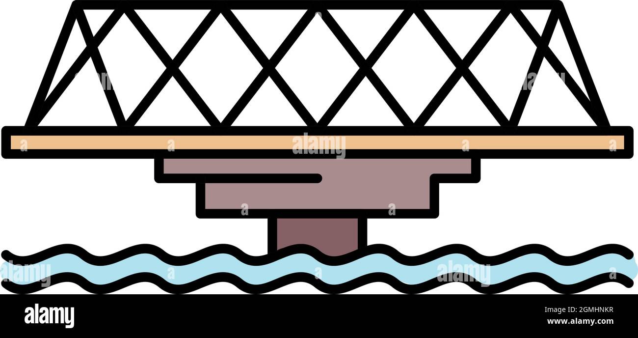 Metal bridge icon. Outline metal bridge vector icon color flat isolated ... Metal bridge icon. Outline metal bridge vector icon color flat isolated ...