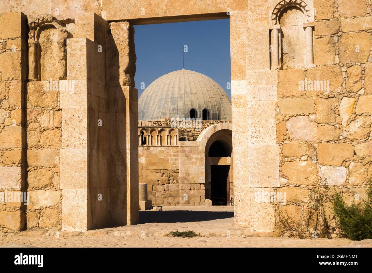 View through a gate to the Umayyad Palace at the ancient citadel of ...