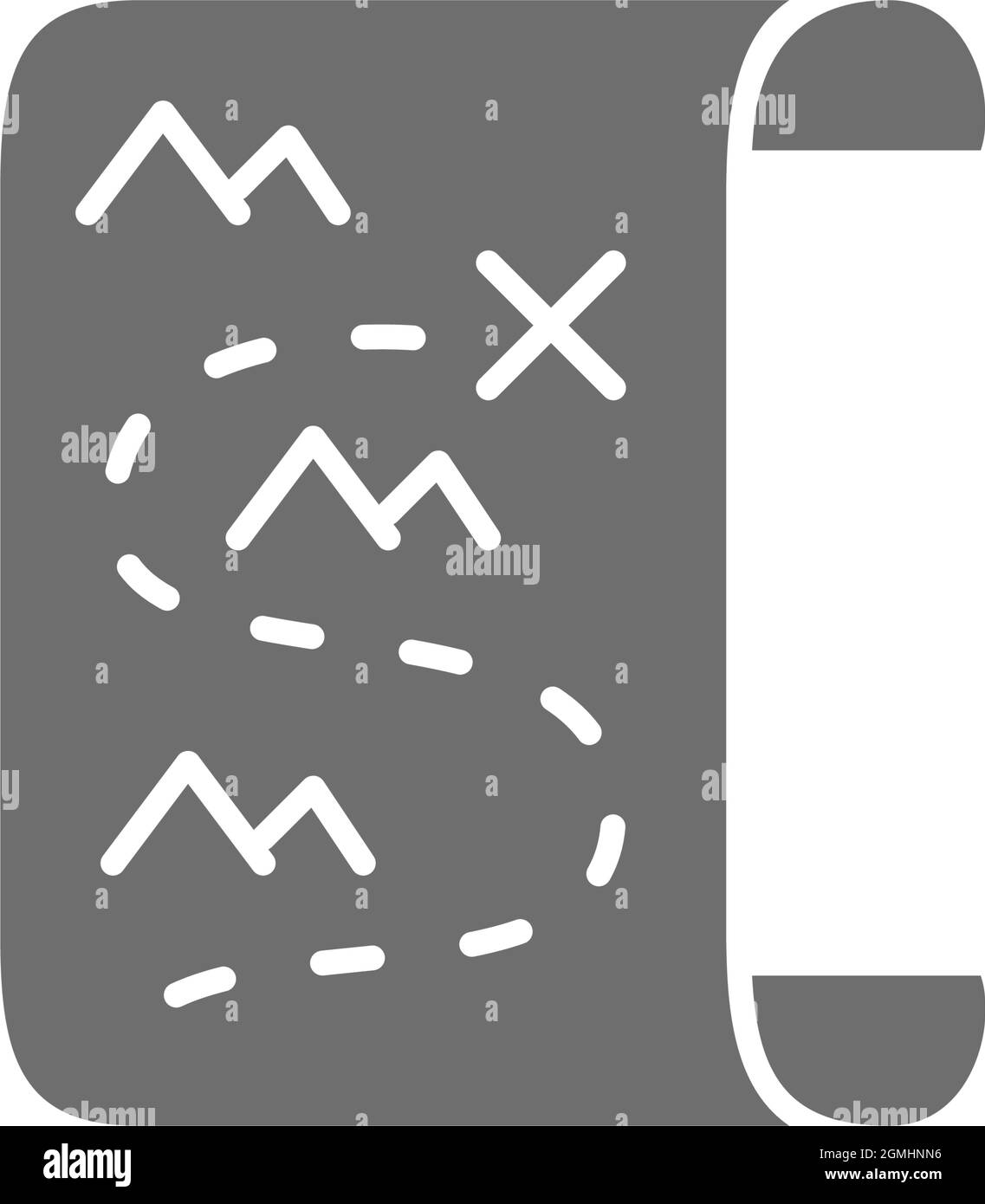 Pirate map, treasure location with cross grey icon Stock Vector Image ...