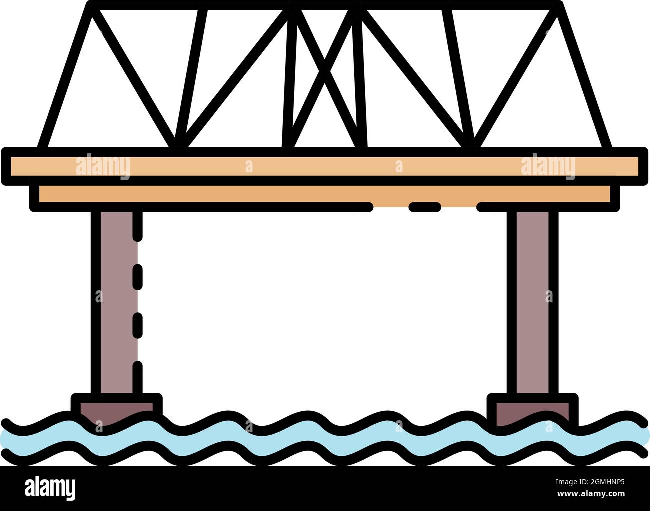 Railway bridge icon. Outline railway bridge vector icon color flat isolated Stock Vector Image ...