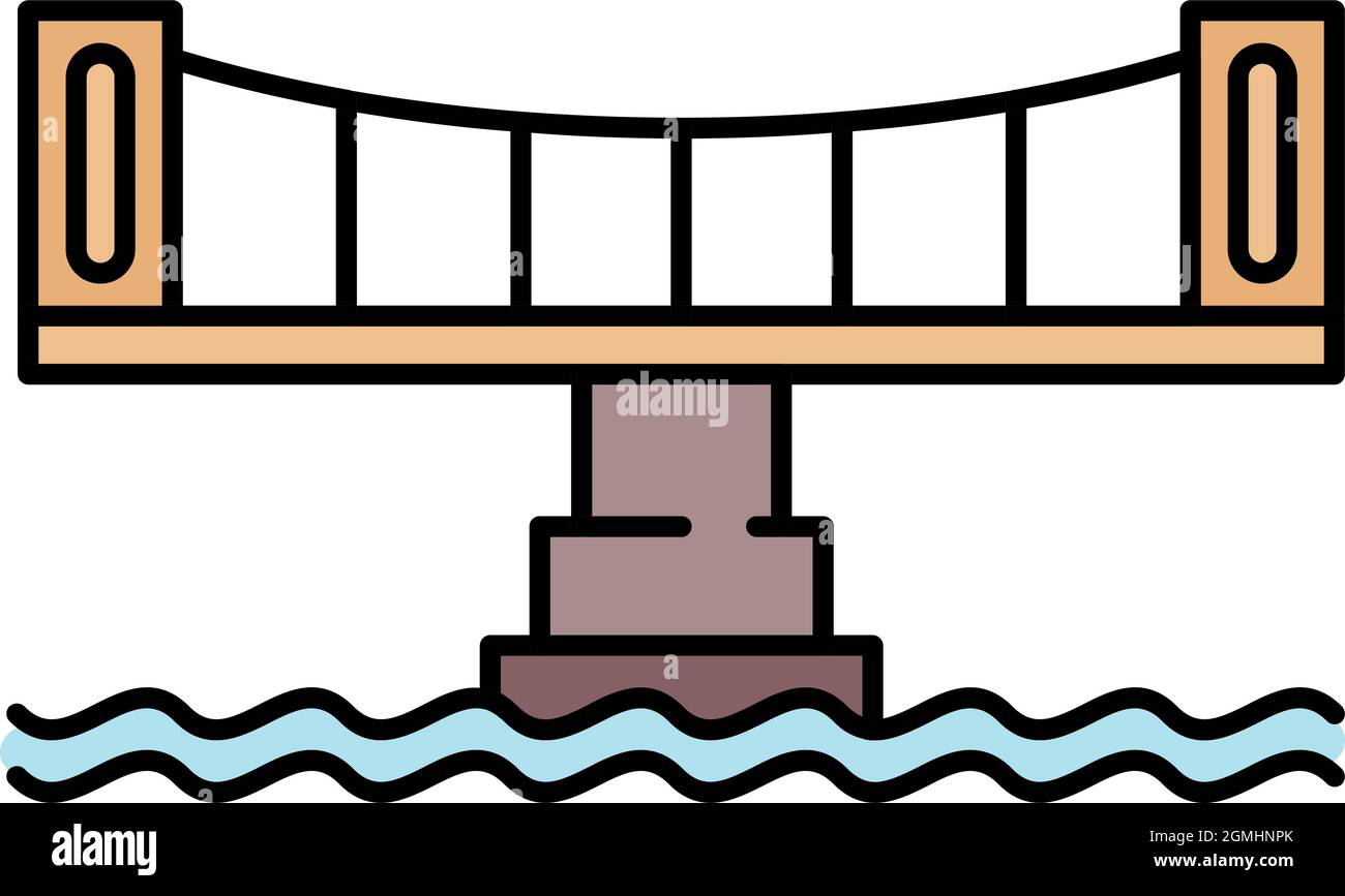 Modern bridge icon. Outline modern bridge vector icon color flat ...