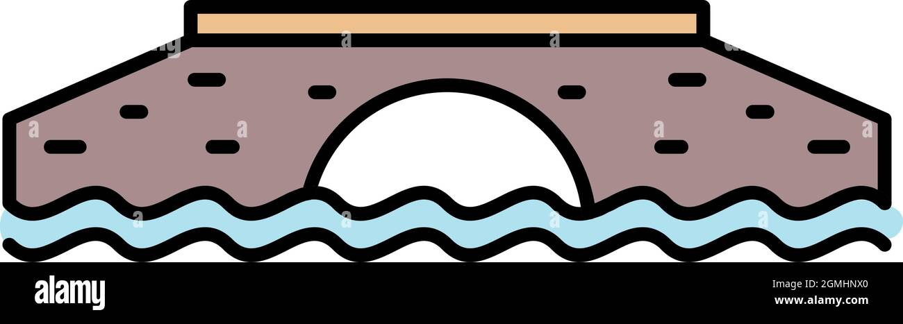 Stone bridge icon. Outline stone bridge vector icon color flat isolated ...