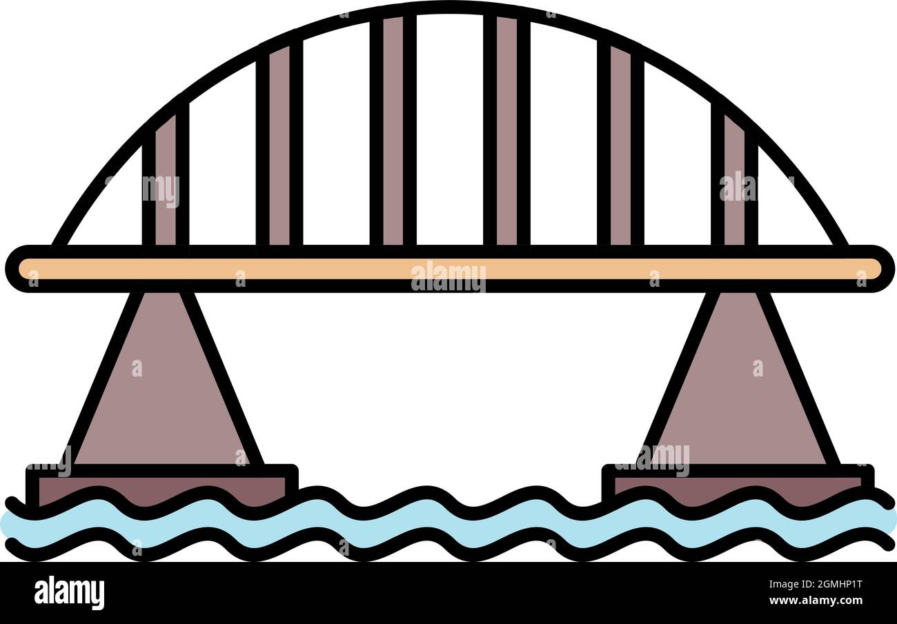 Viaduct bridge icon. Outline viaduct bridge vector icon color flat ...