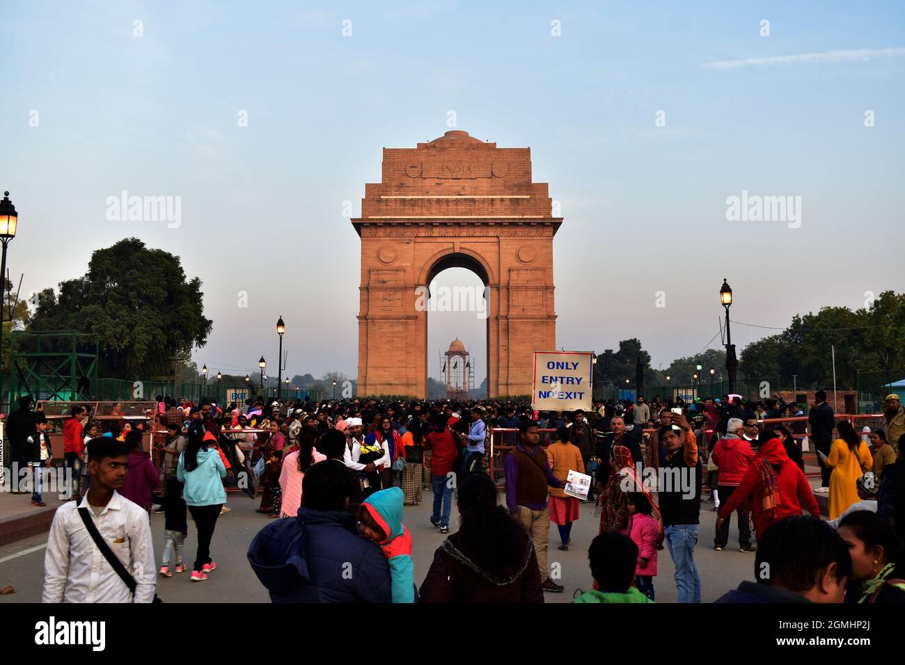 New Delhi, India, 12 January 2020:- Sunday evening crowd on Indian gate ...
