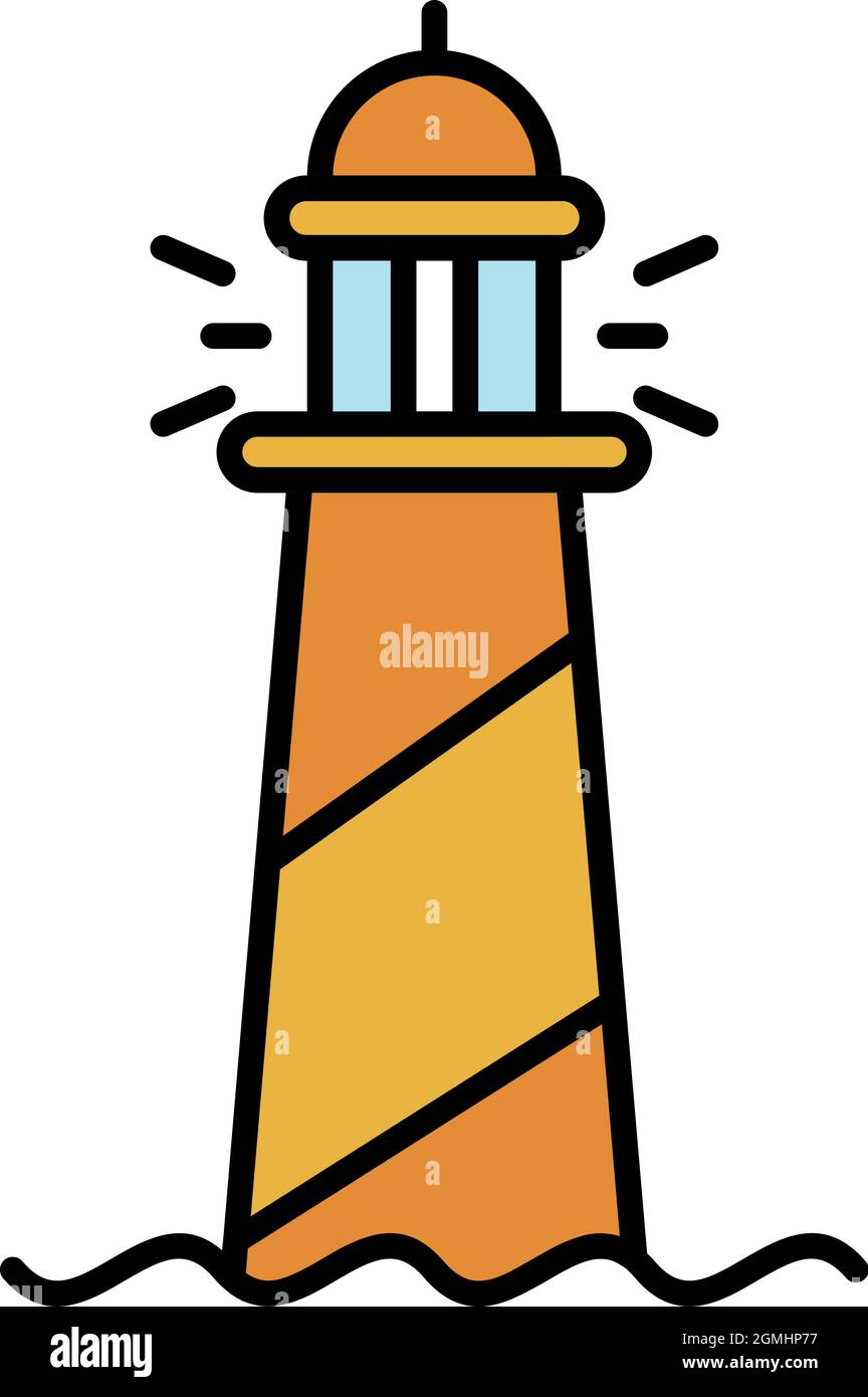 Striped lighthouse icon. Outline striped lighthouse vector icon color ...