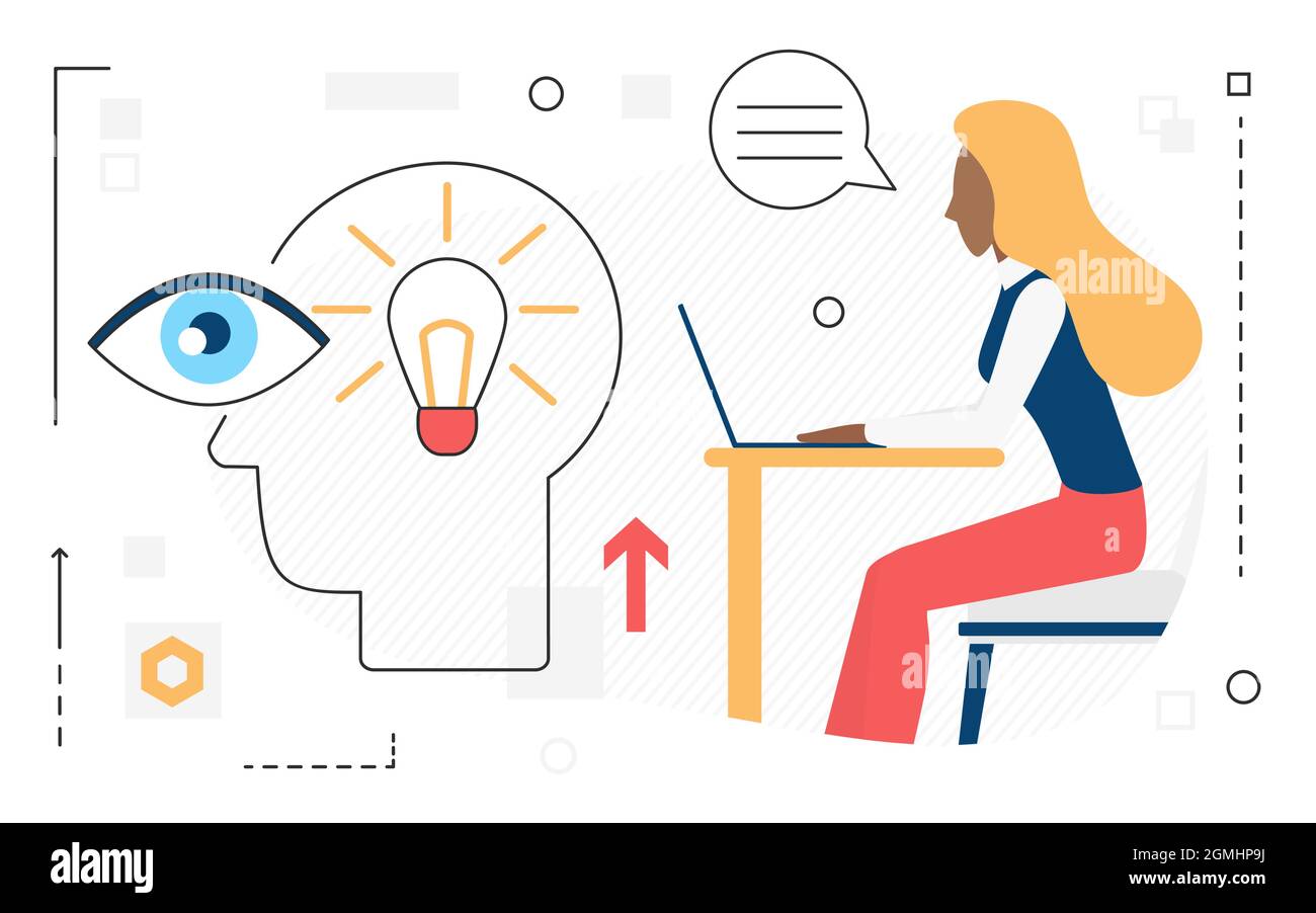 Businesswoman working with laptop, brainstorming on creative business ...