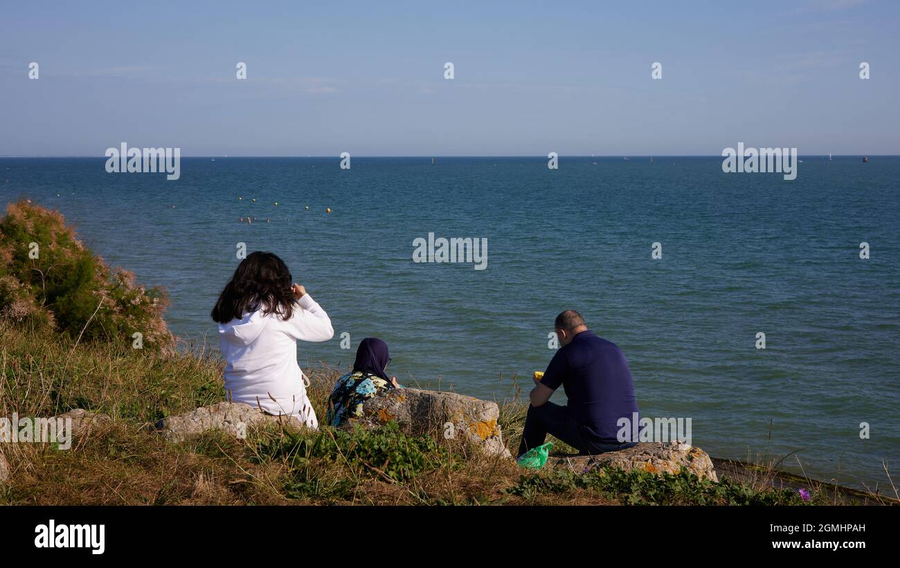 People seen on the cliff with a seaview in Portsmouth Southsea in ...