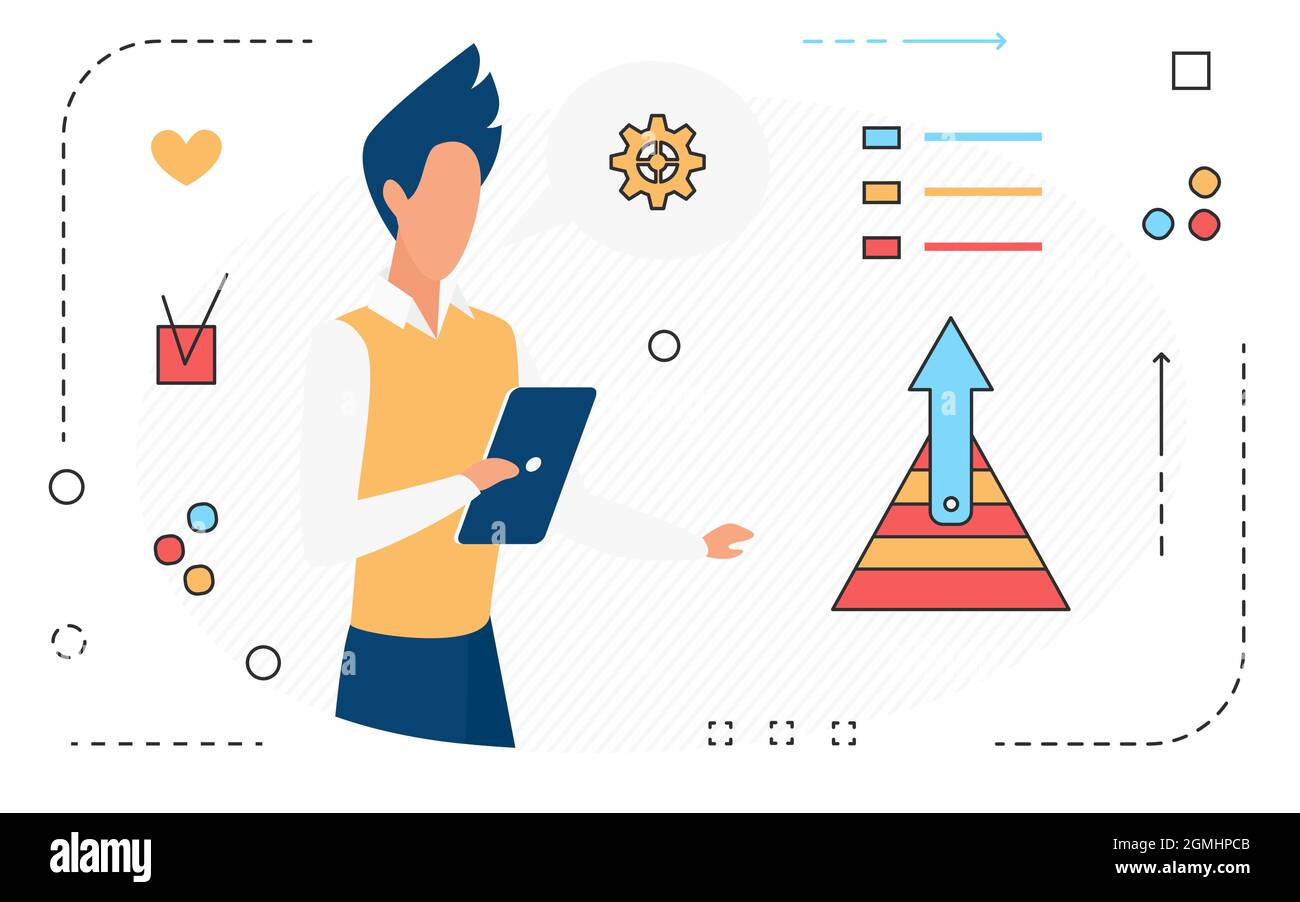 Businessman leader working on career growth, success ladder vector ...