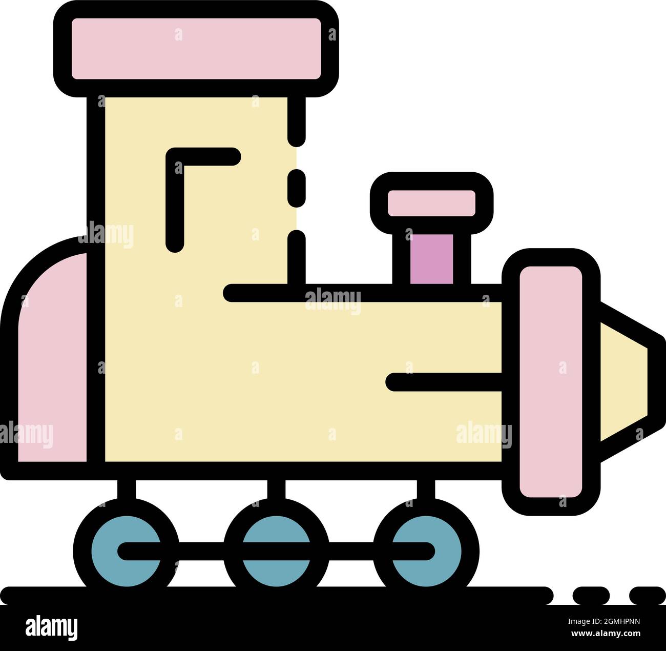 Toy train icon. Outline toy train vector icon color flat isolated Stock ...