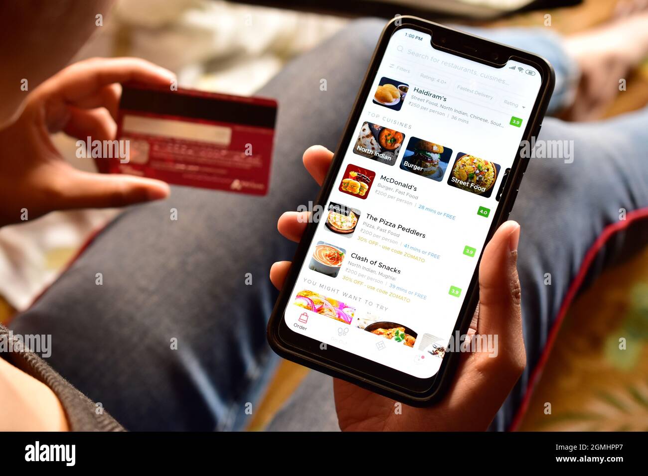 New Delhi, India, 15 January 2020:- Prepaid Food Order with Credit Card ...
