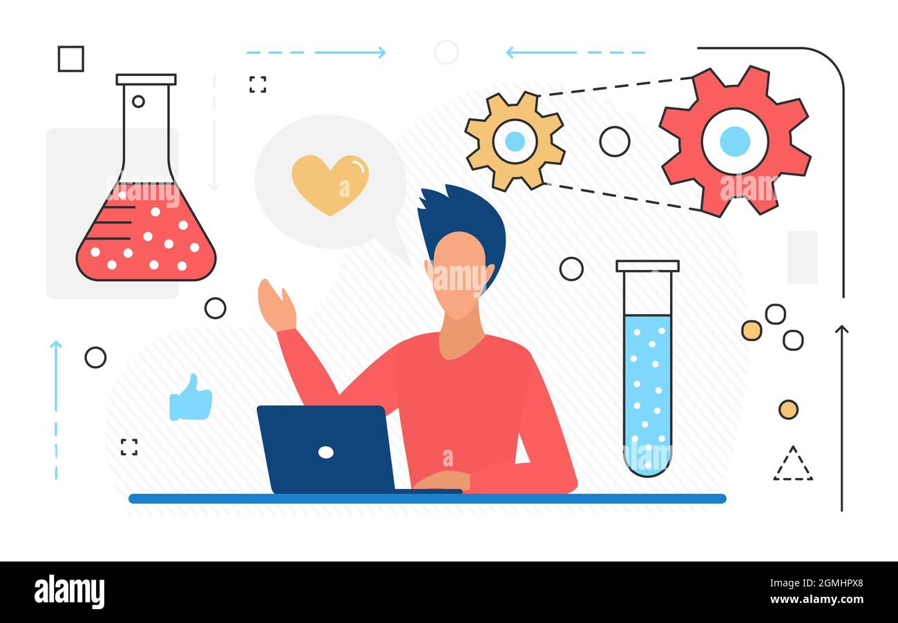 Business work research, creative science process development vector ...