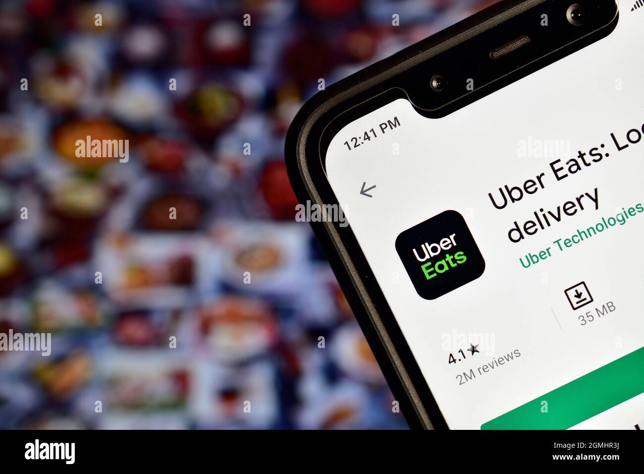 New Delhi, India, 16 January 2020:- Uber Eats Application on Smartphone ...