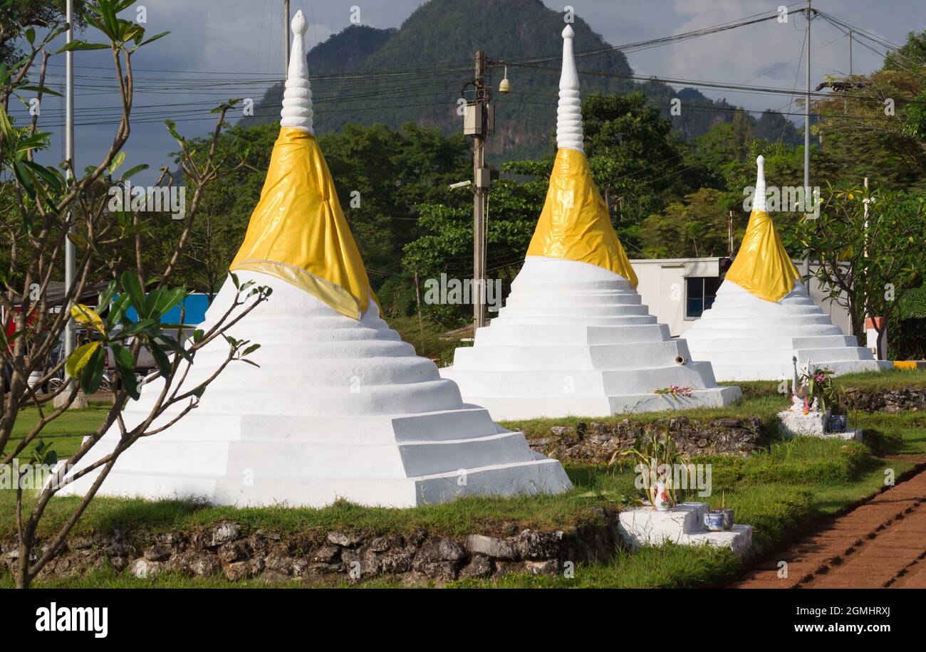 The Three Pagodas Pass in Thailands province Sanghkla Buri is a border ...