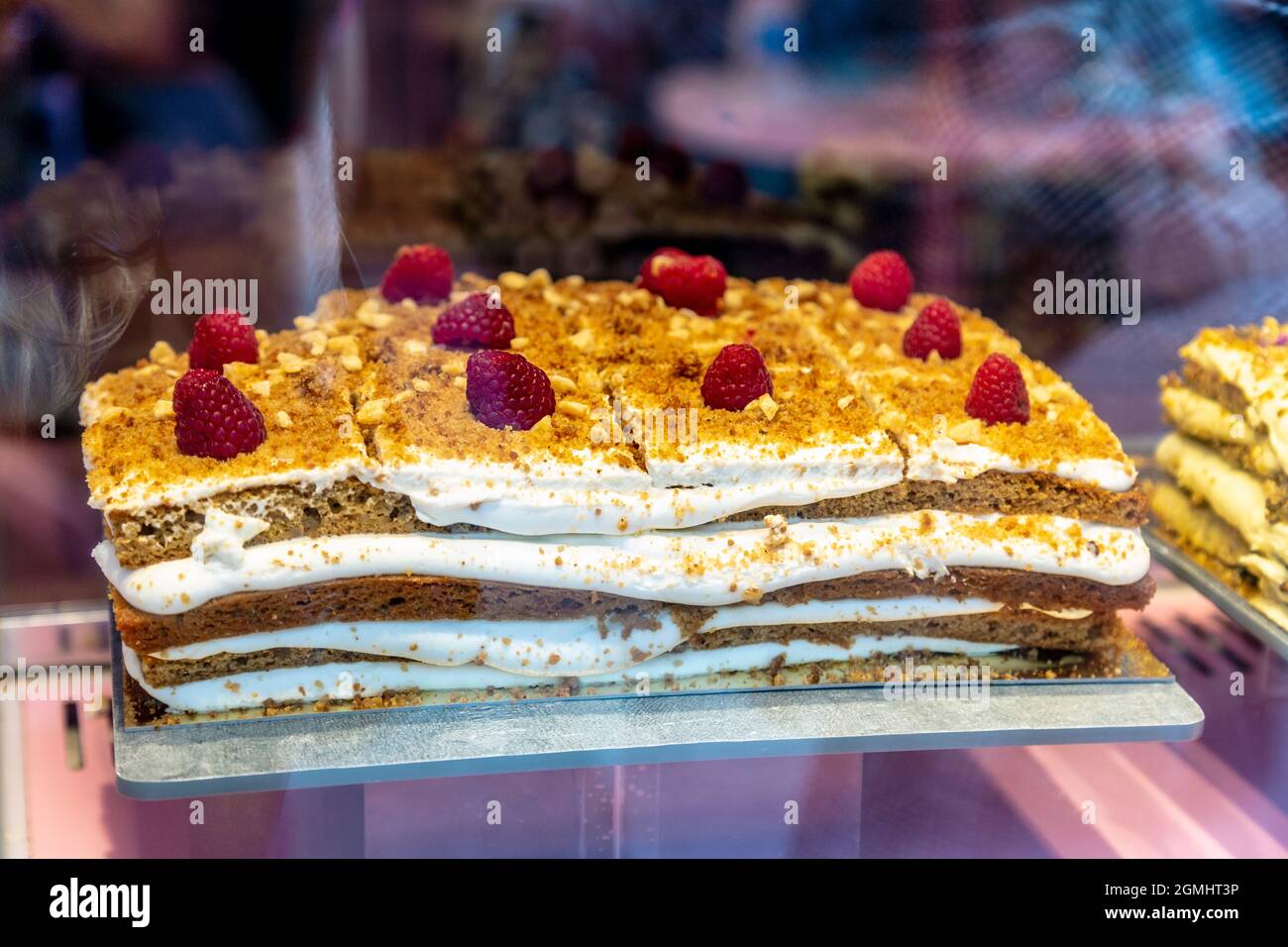 Tray bake cake at EL&N Soho cafe, London, UK Stock Photo - Alamy