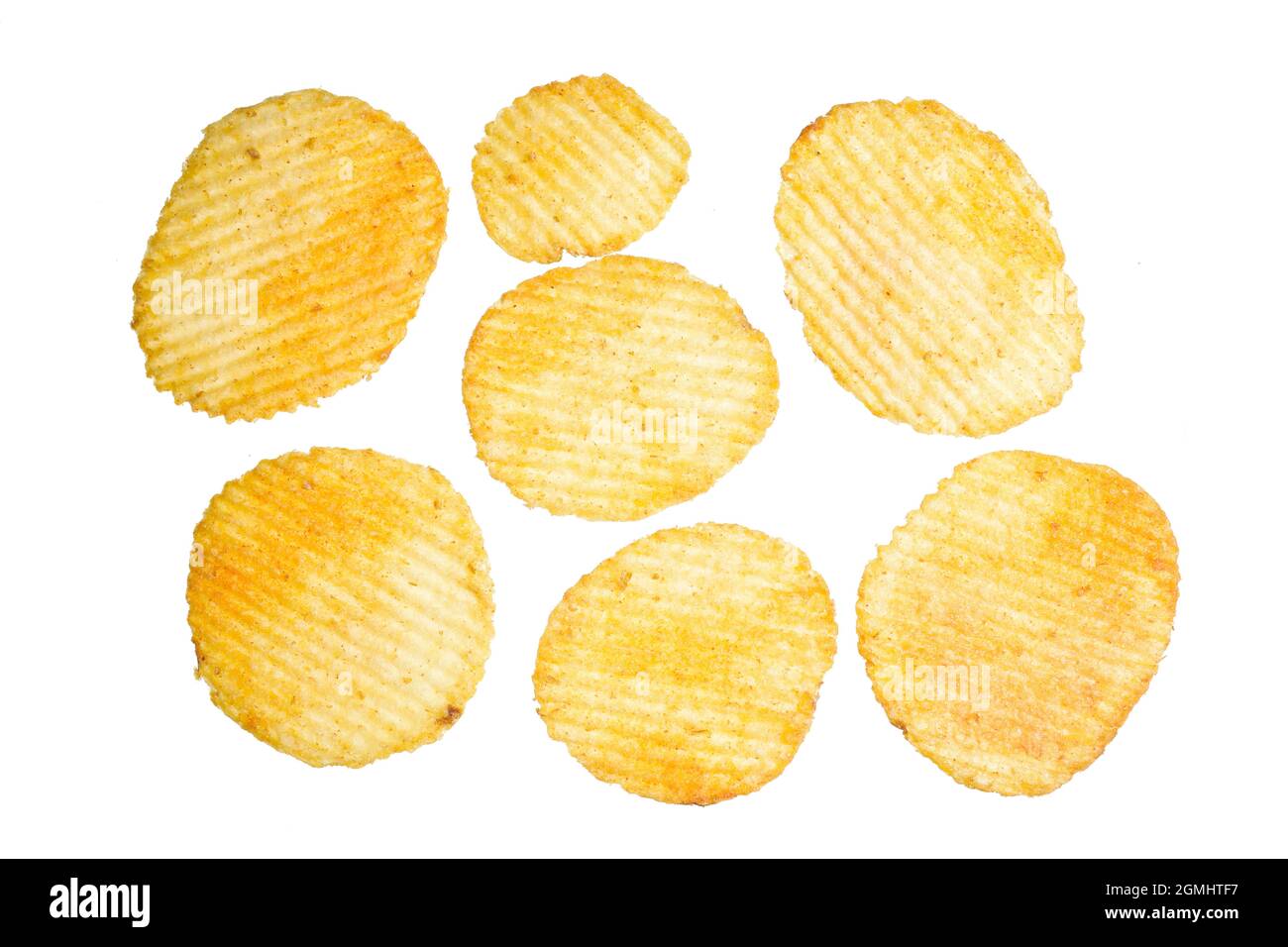 Top View of Potato Chips Isolated on White Background with Clipping ...