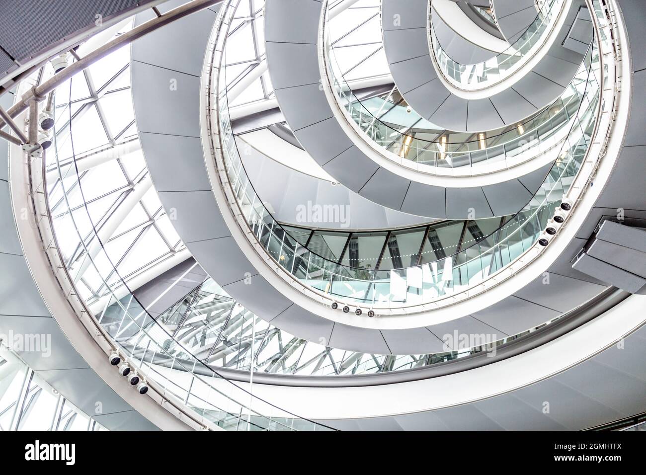 Helical staircase / walkway inside the City Hall building in London ...