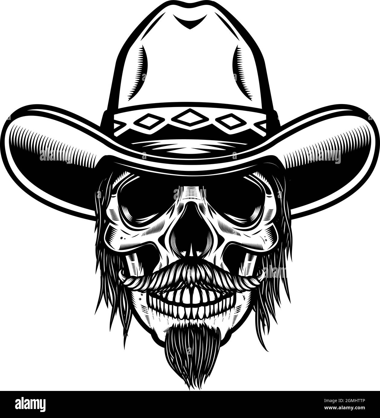 Cowboy Skull Drawing In Vintage High Resolution Stock Photography and ...