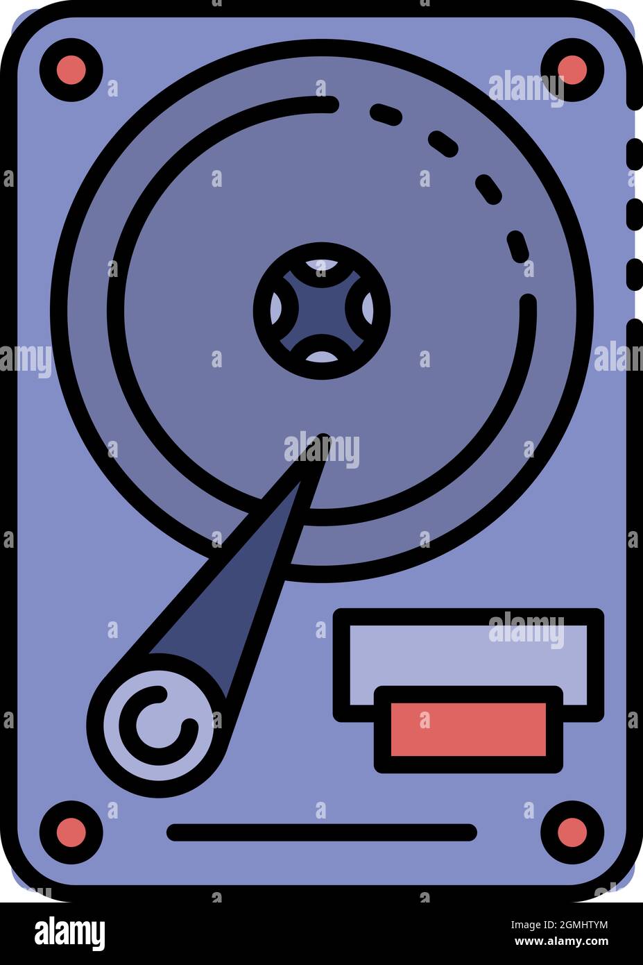 Hard disk drive icon. Outline hard disk drive vector icon color flat ...