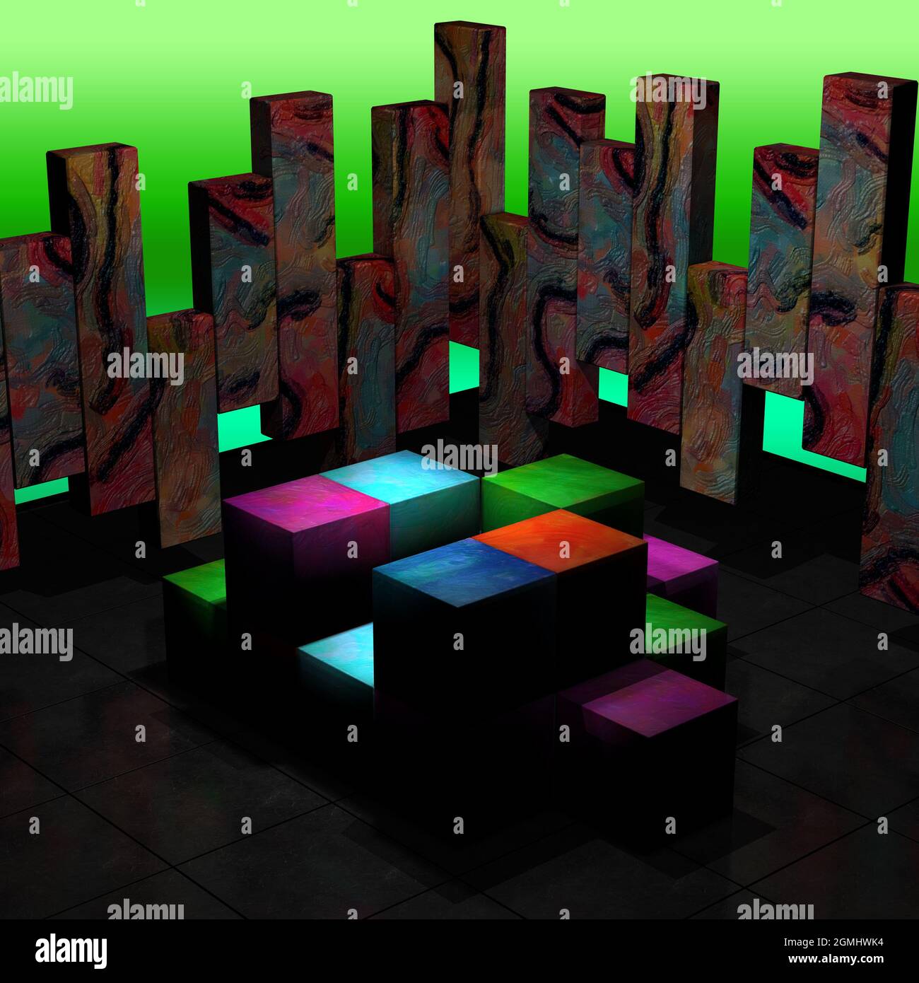 3d illustration of a fantasy surreal and weird room with staira and ...