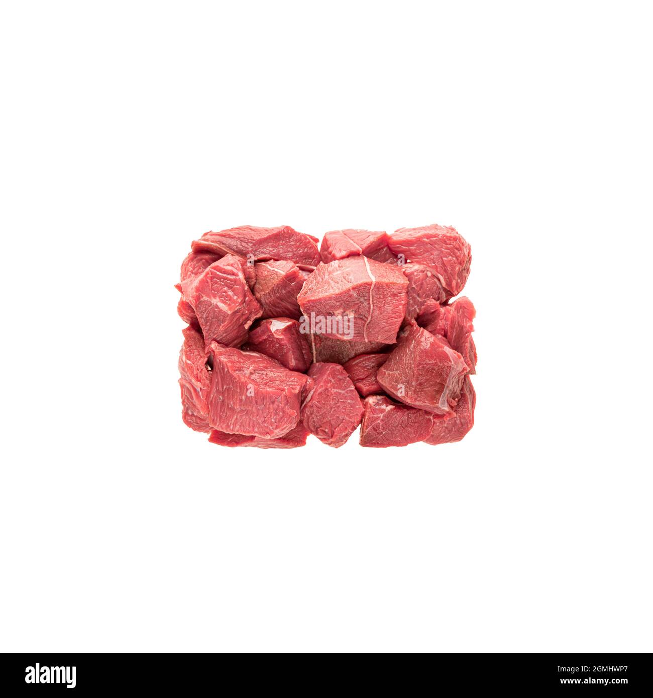 large sliced cubes of red meat beef or pork, a portion of igredient for ...
