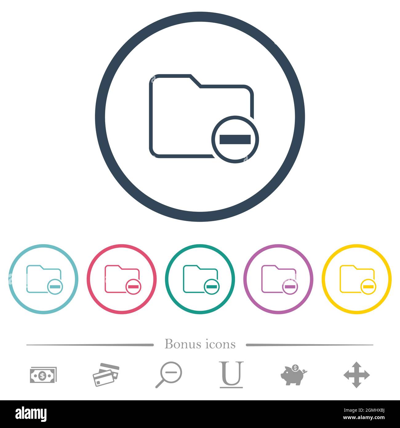 Remove directory flat color icons in round outlines. 6 bonus icons ...