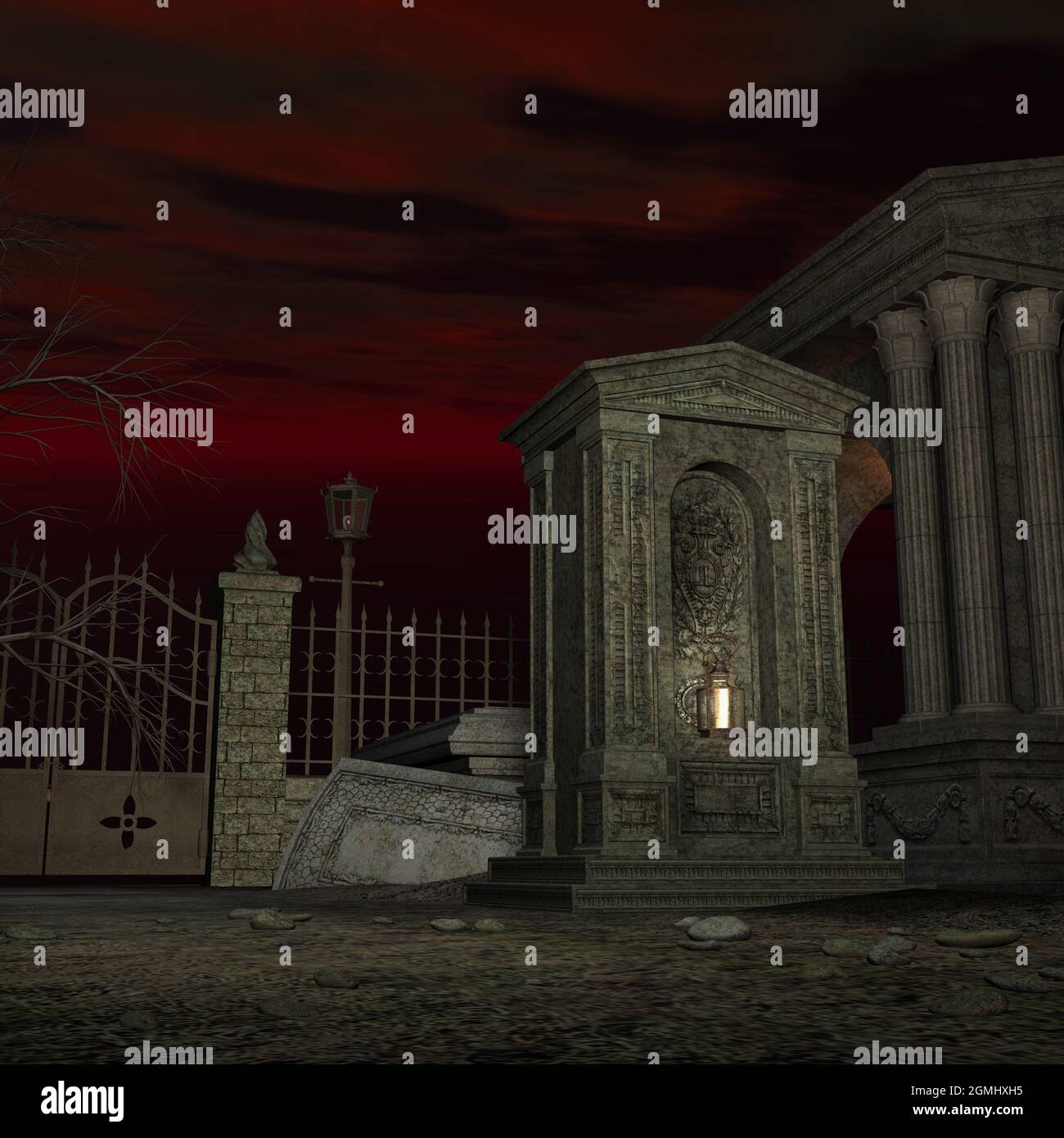 3d illustration of a fantasy crypt Stock Photo - Alamy