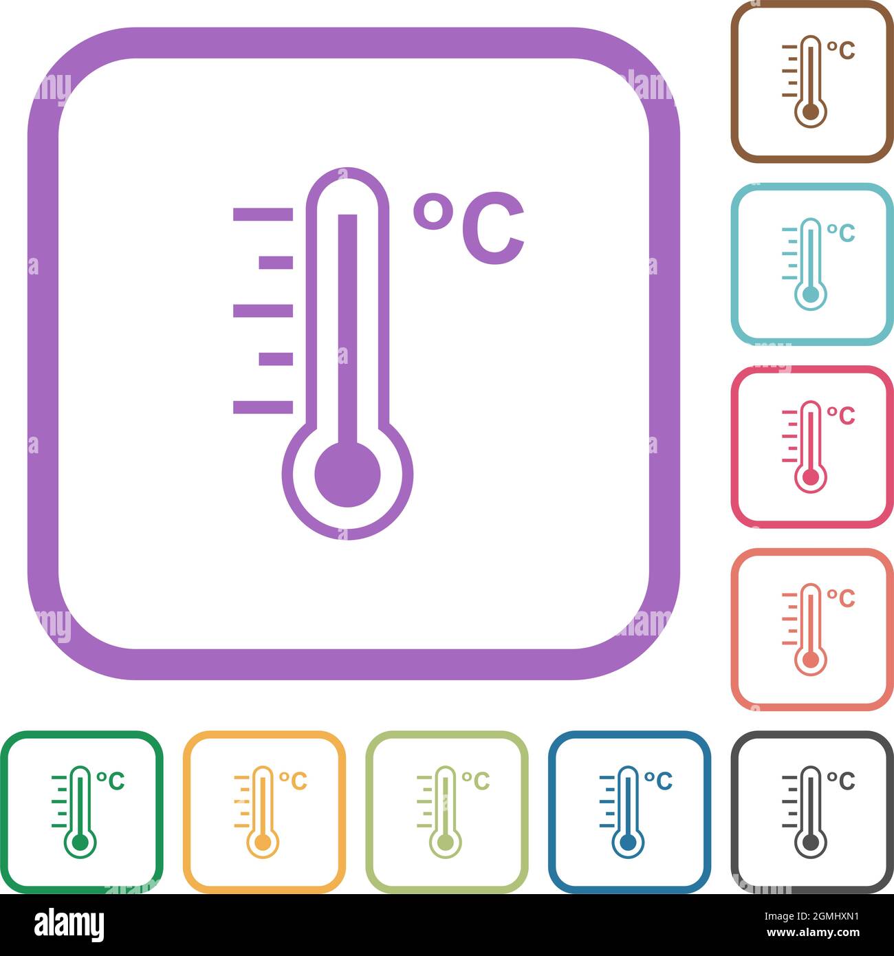 Celsius thermometer warm temperature simple icons in color rounded ...