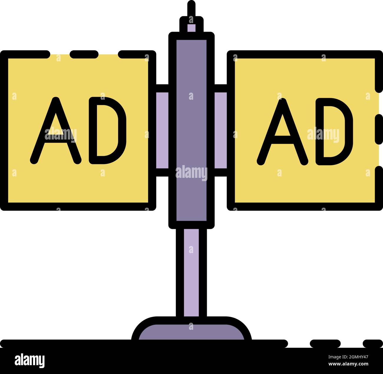 Double ad pillar icon. Outline double ad pillar vector icon color flat ...