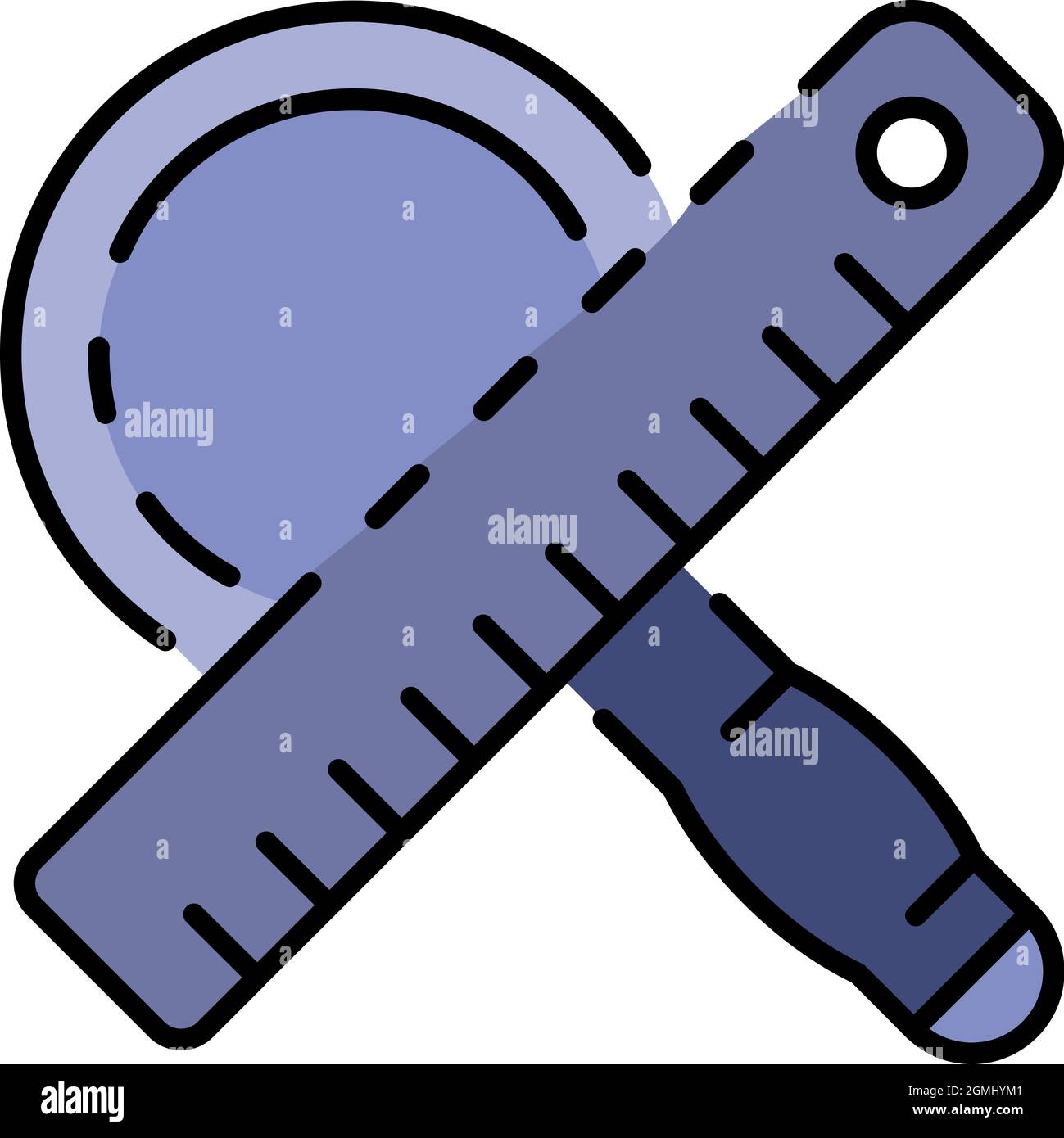 Magnify glass ruler icon. Outline magnify glass ruler vector icon color ...