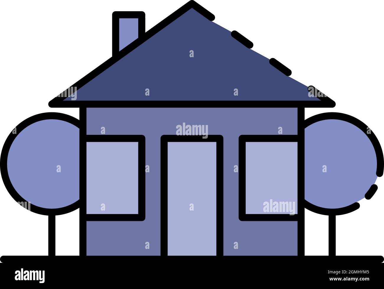Urban house icon. Outline urban house vector icon color flat isolated ...