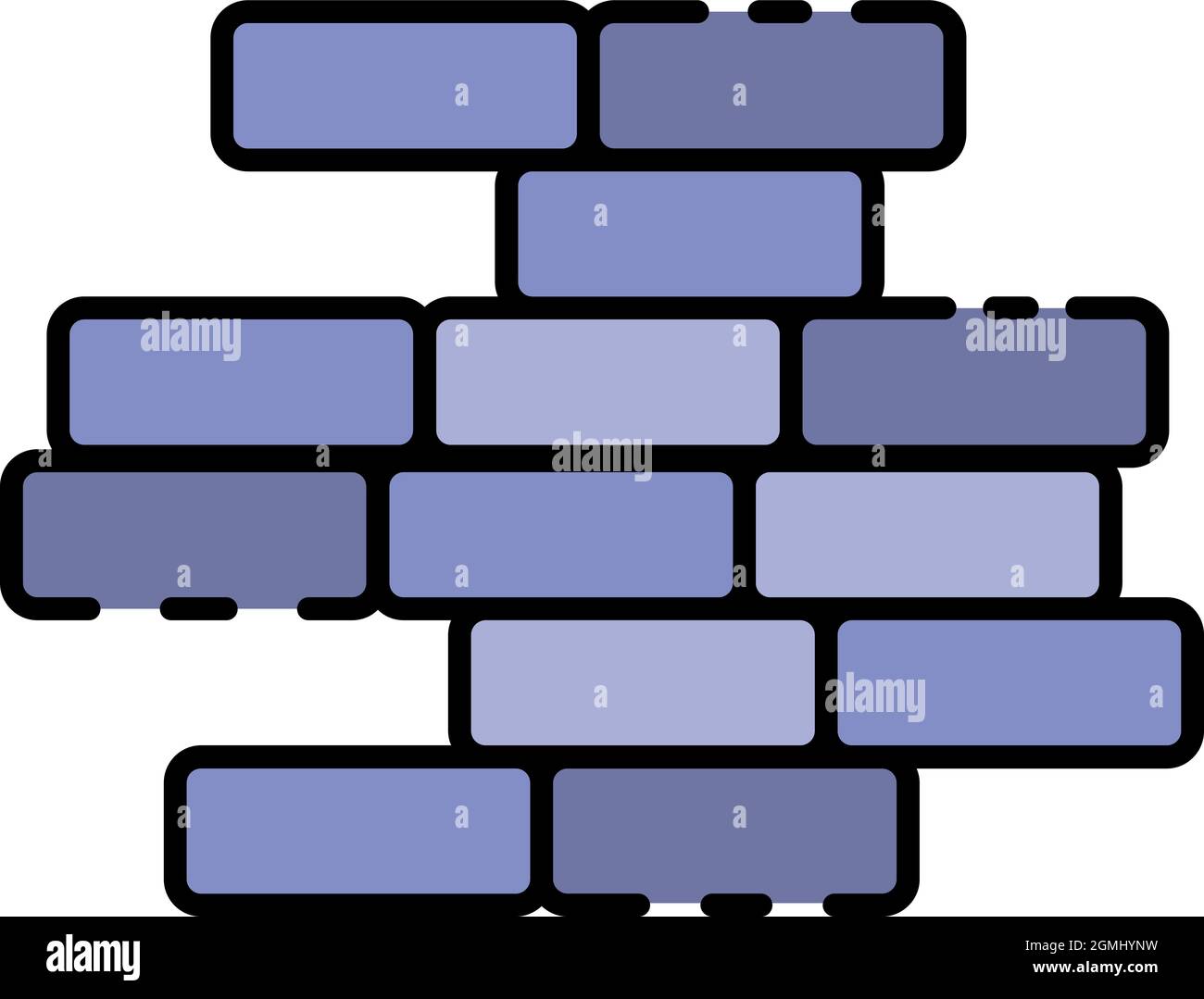Brick wall icon. Outline brick wall vector icon color flat isolated ...