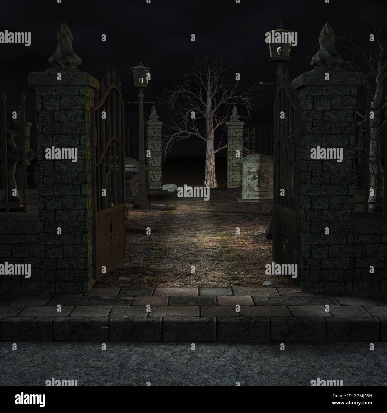 3d illustration of a fantasy crypt Stock Photo - Alamy