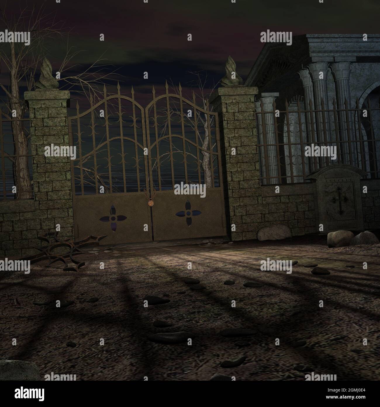 3d illustration of a fantasy crypt entrance Stock Photo - Alamy