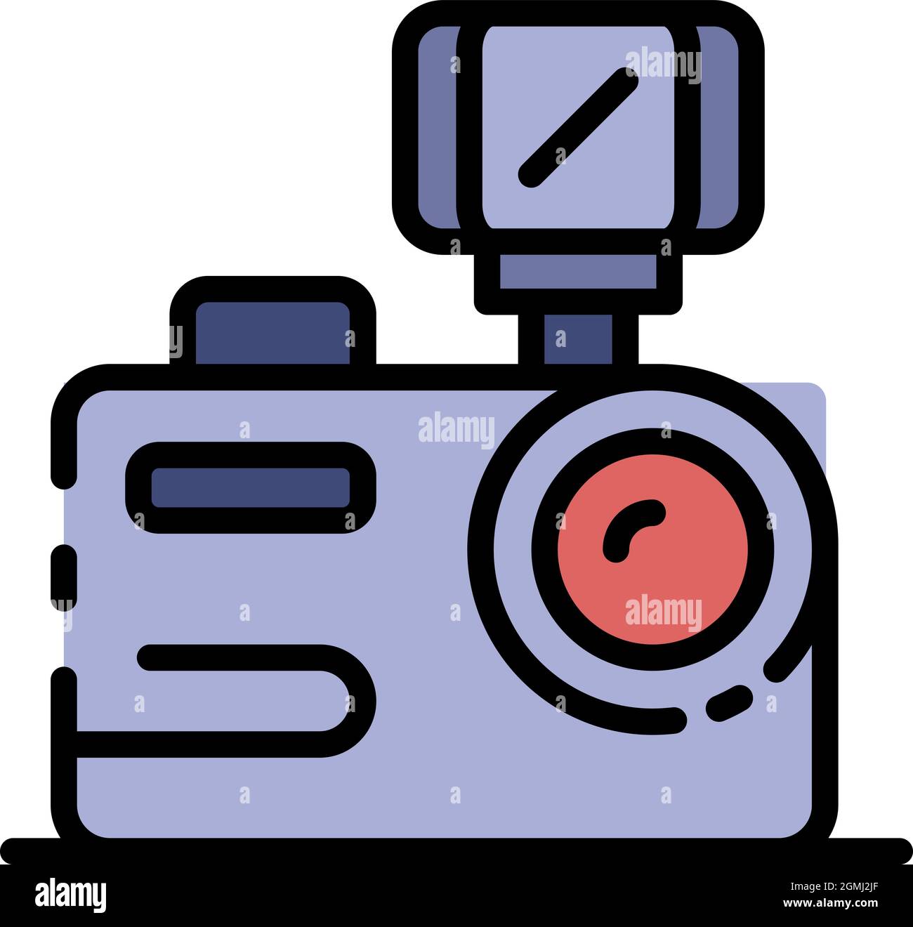 Camera with flash icon. Outline camera with flash vector icon color ...