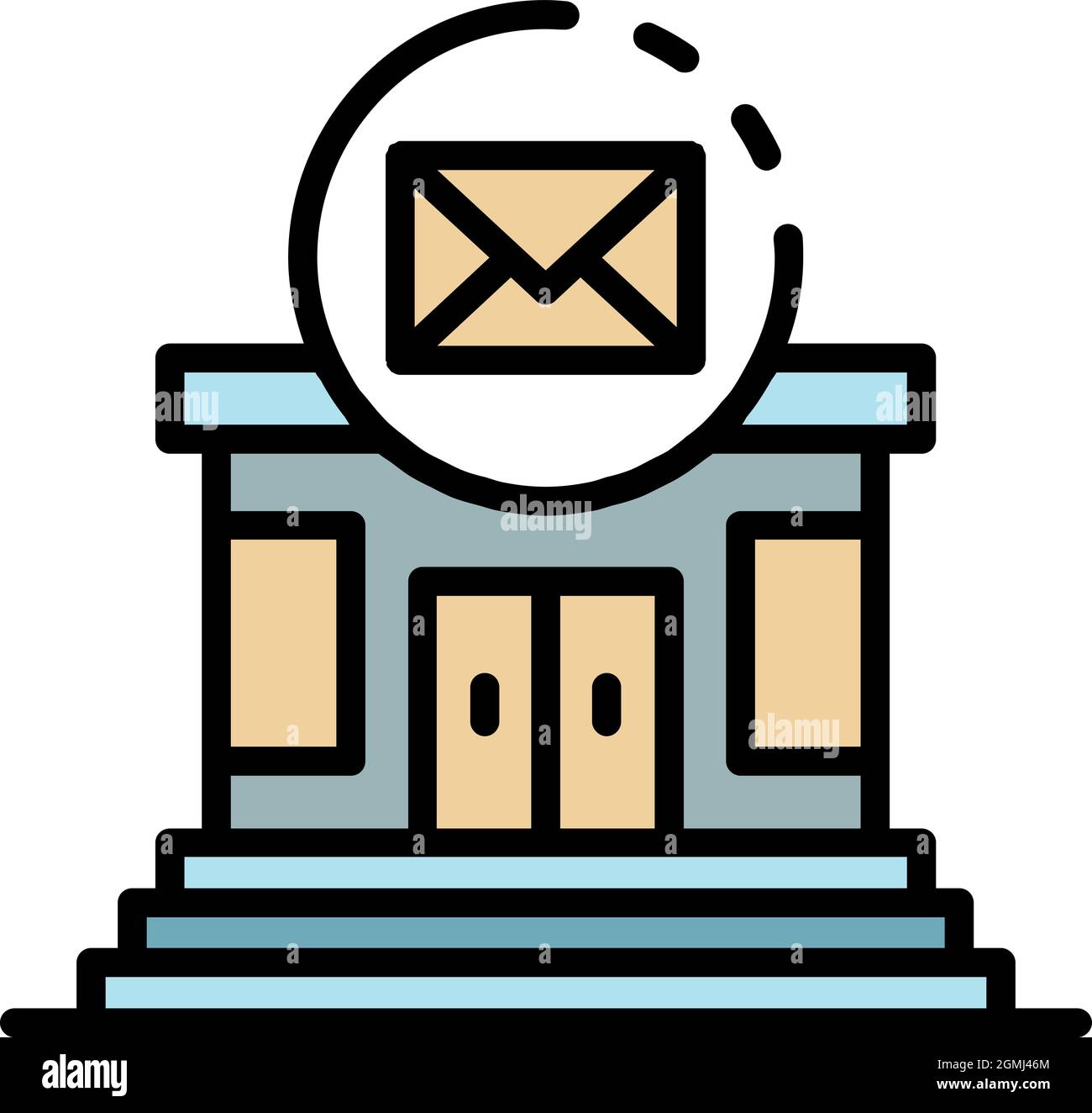 Post building icon. Outline post building vector icon color flat ...