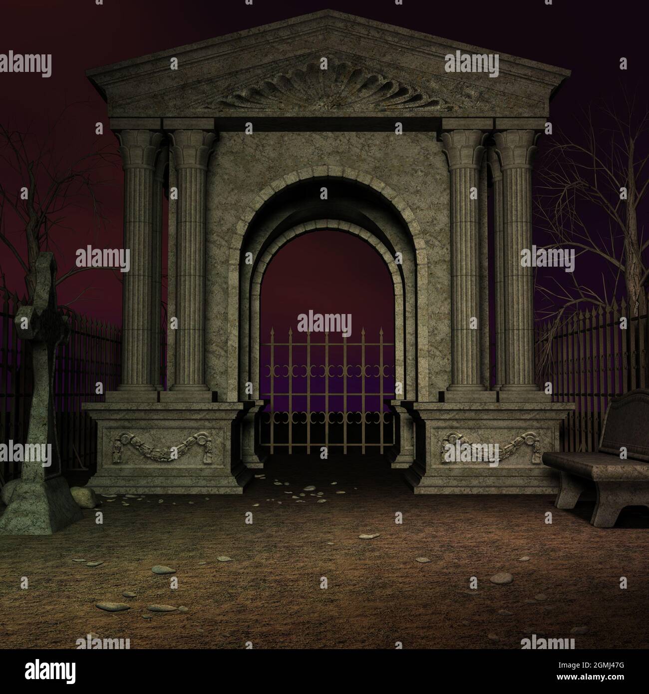 3d illustration of a fantasy crypt Stock Photo - Alamy