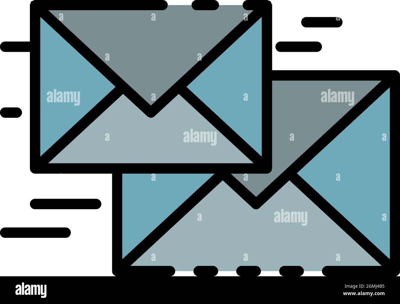 Flying letter icon. Outline flying letter vector icon color flat ...