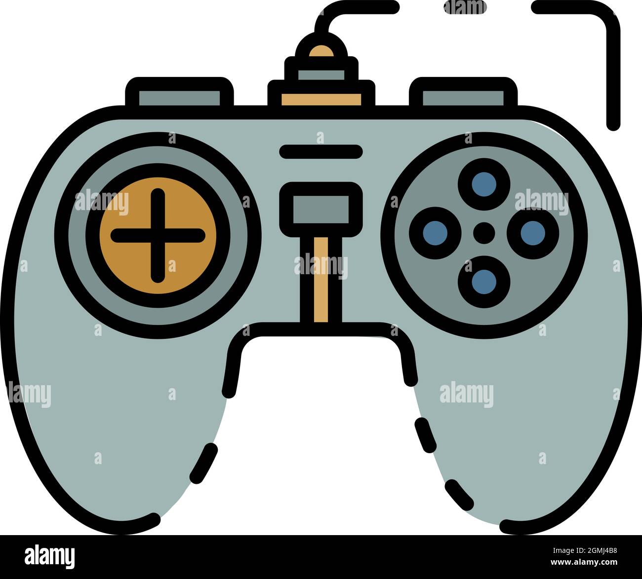 Game joystick icon. Outline game joystick vector icon color flat ...