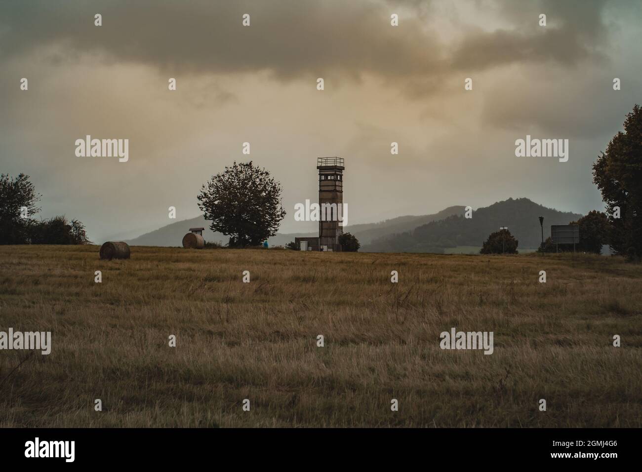 Observation Tower at the Point Alpha on the former inner German border ...