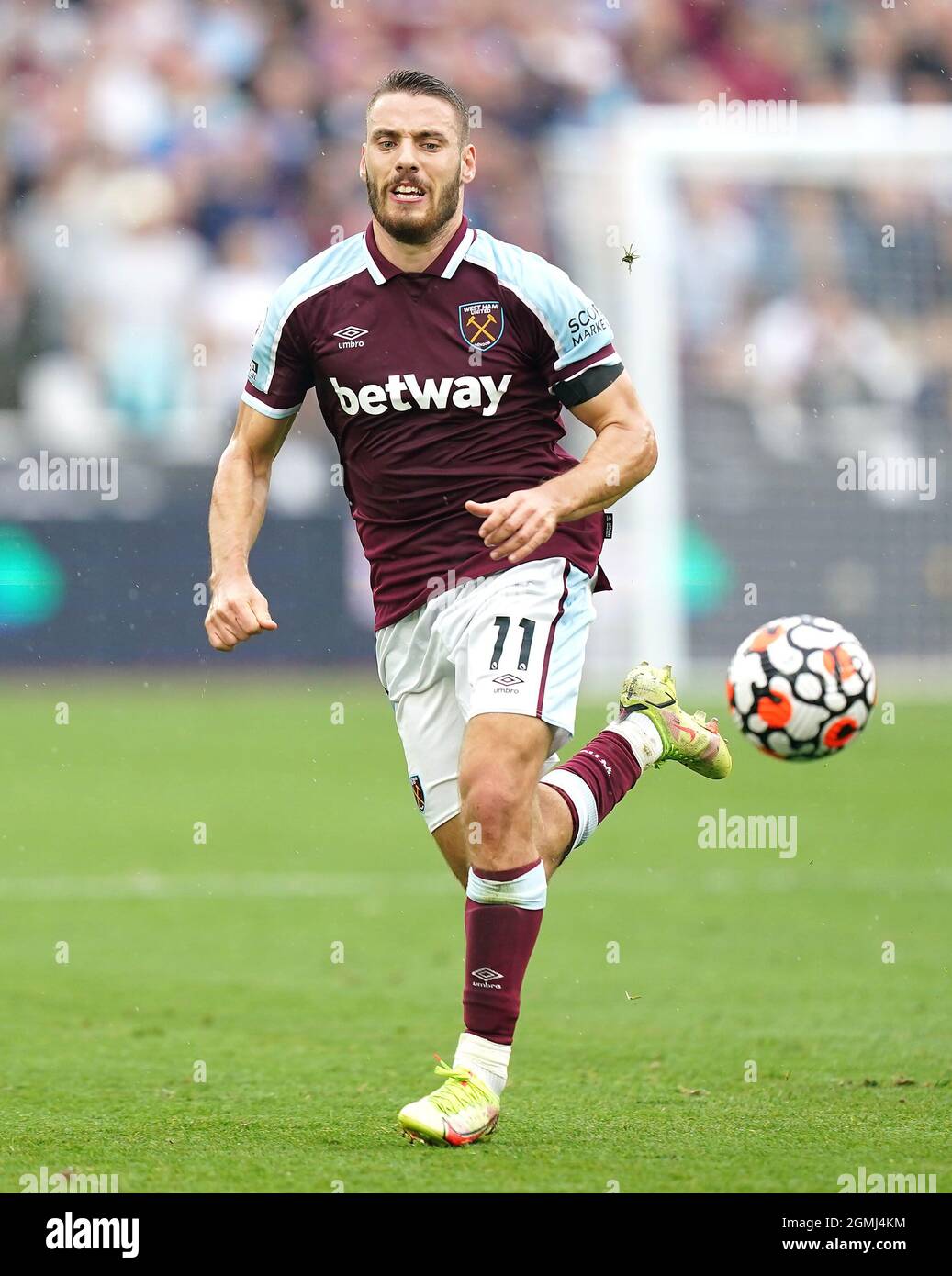 West Ham United's Nikola Vlasic in action during the Premier League ...