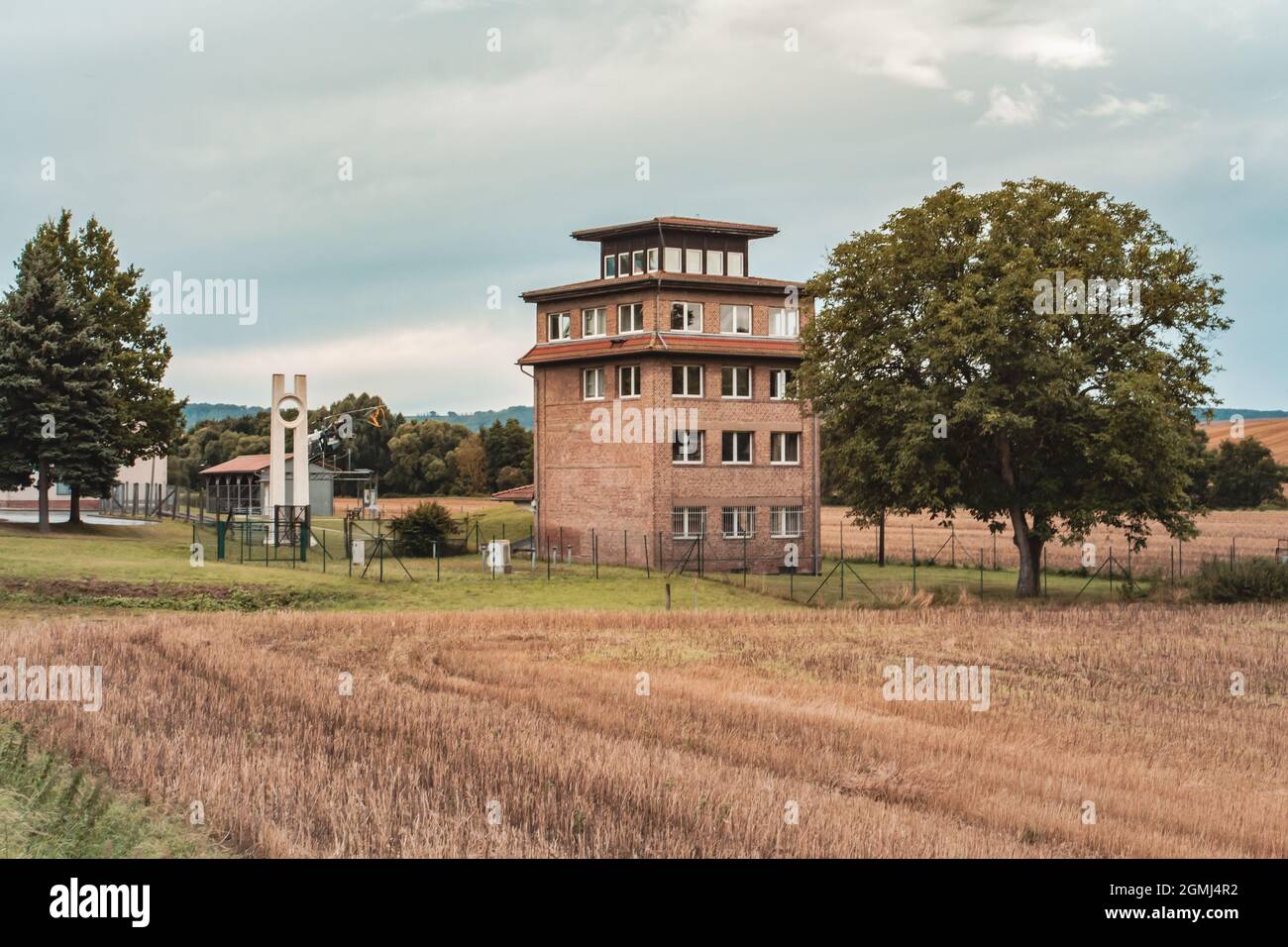 GDR border fence with observation tower on the inner german border ...