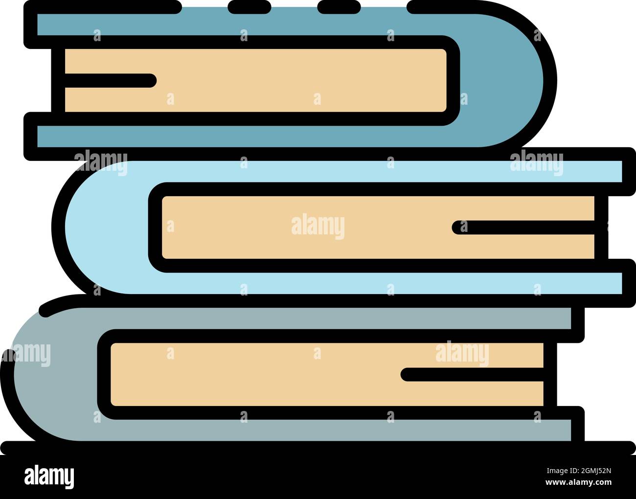 Book stack icon. Outline book stack vector icon color flat isolated ...