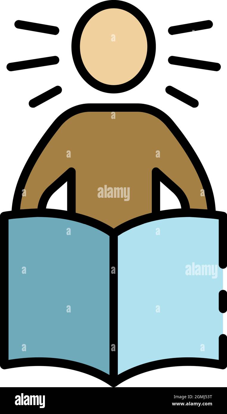 Read book learning icon. Outline read book learning vector icon color ...