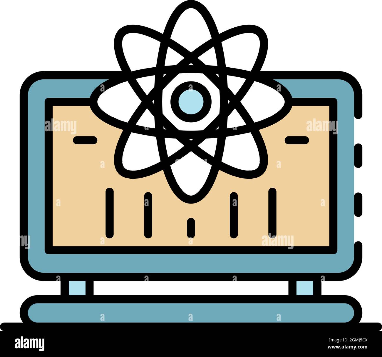 Computer learning icon. Outline computer learning vector icon color ...